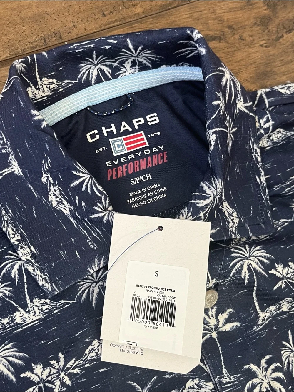 Chaps | Shirts | Mens Nwt Chaps Navy Blue Polo Shirt With Palm Tree ...